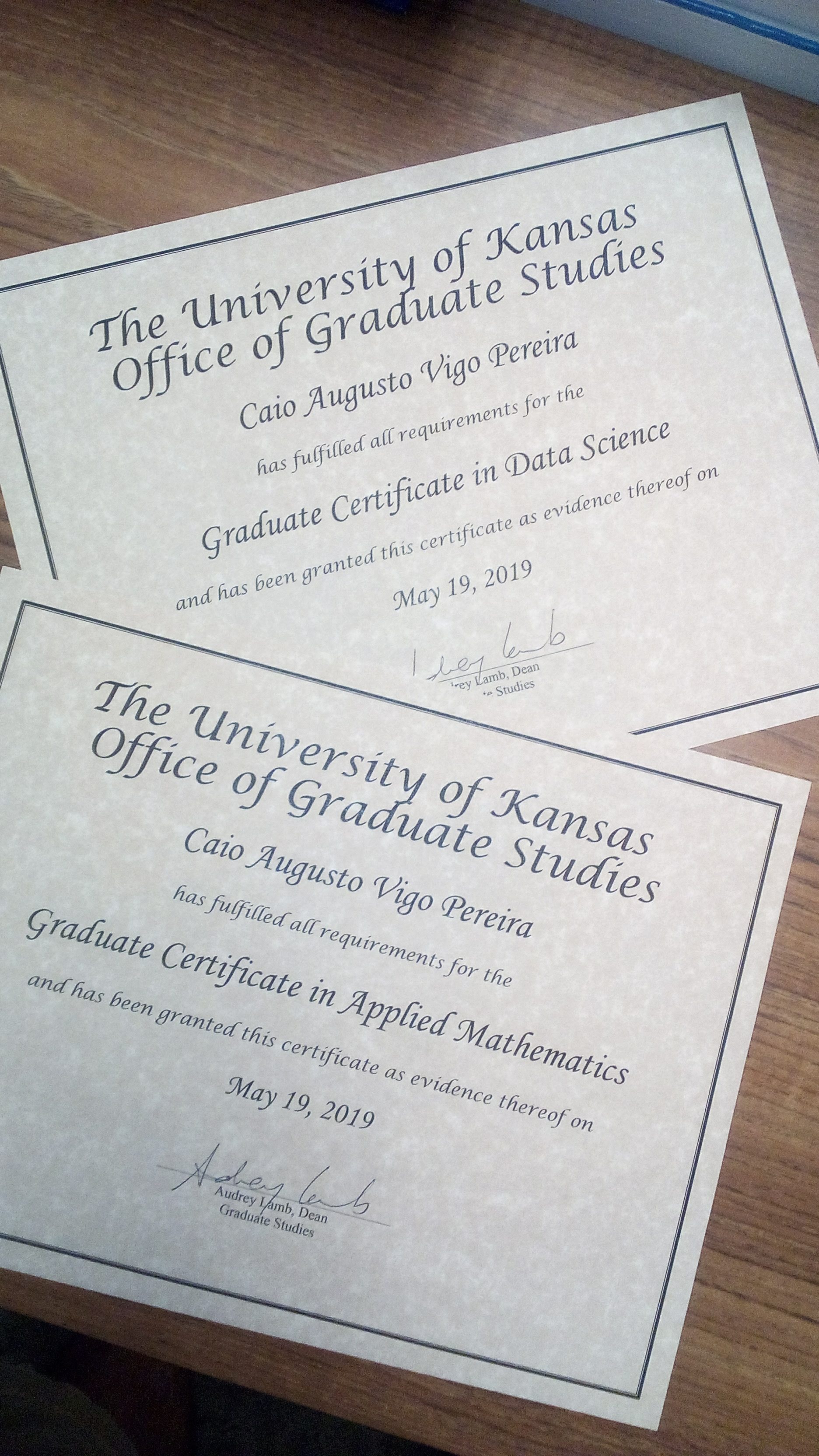 Grad Certificates | Caio Vigo